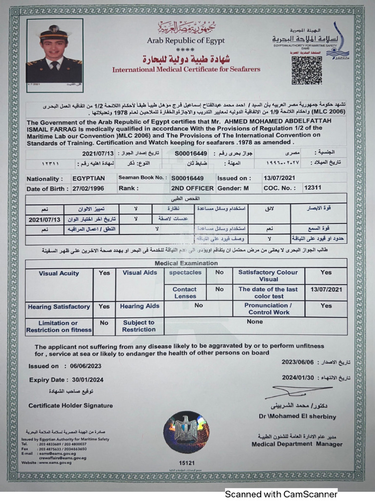 Soft Copy of Renewed International Medical Certificate For Seafares | PDF