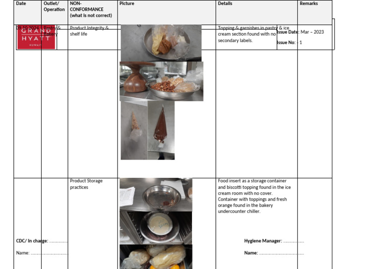 Hygiene Visit Report - Pastry & Bakery - 09.10.2024 | PDF