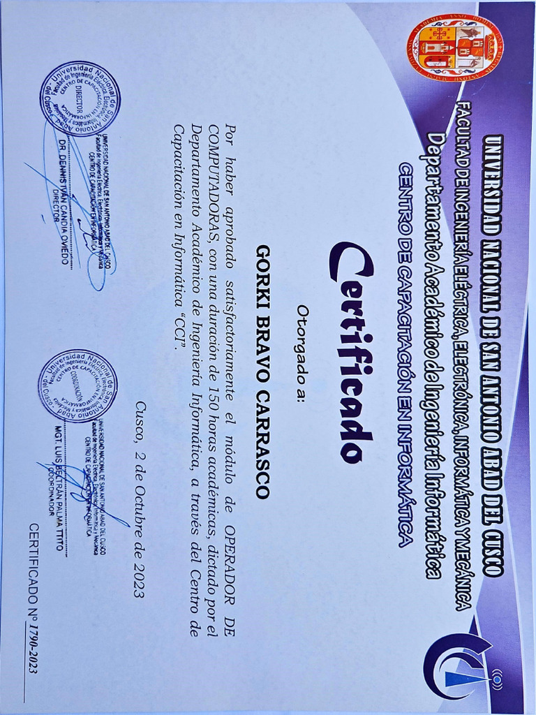 Certificado de Computación | PDF | Ciencias de la Computación | Informática