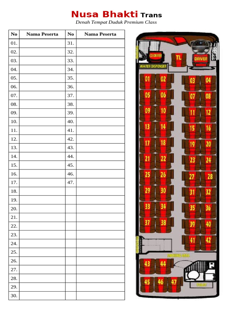 Denah Bus Nusa Bhakti Trans | PDF