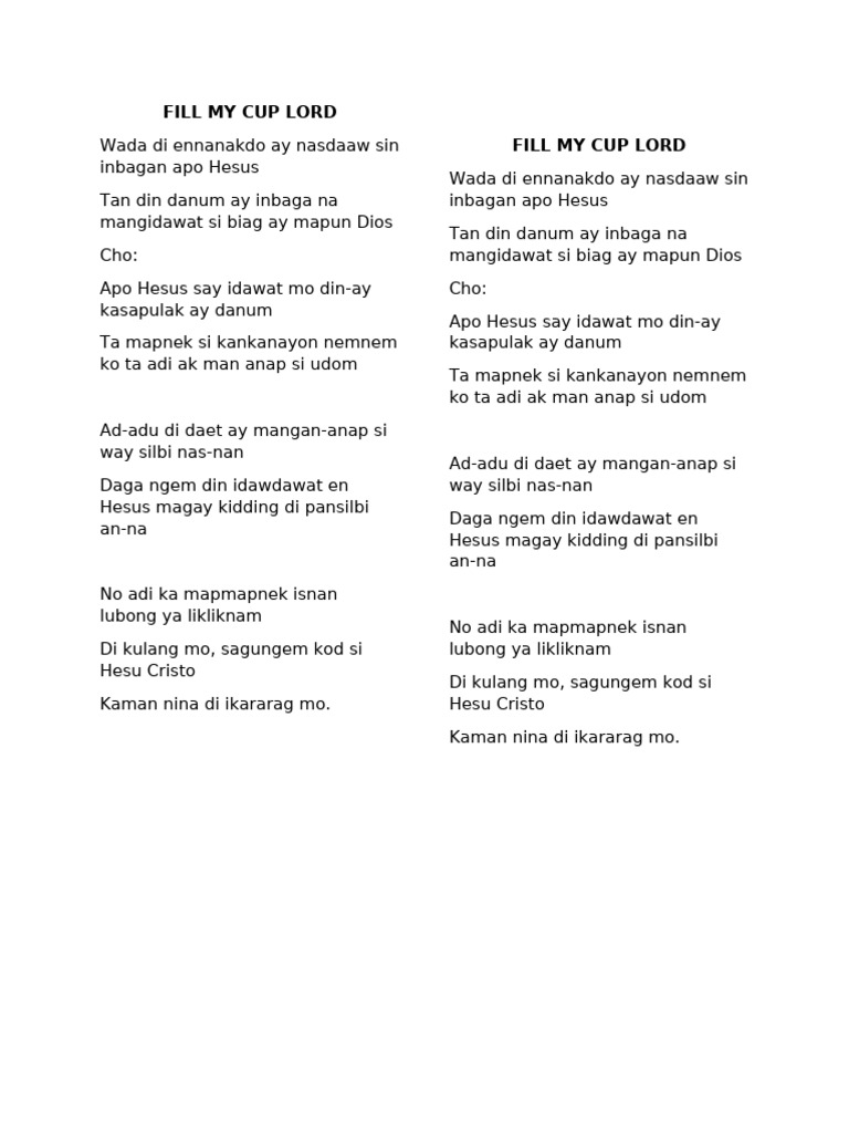 Fill My Cup Lord | PDF