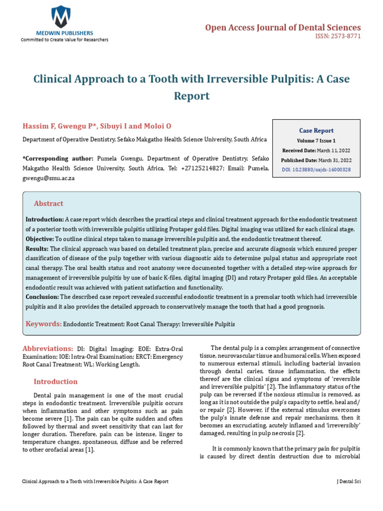 Clinical Approach To A Tooth With Irreve | PDF | Medical Specialties ...