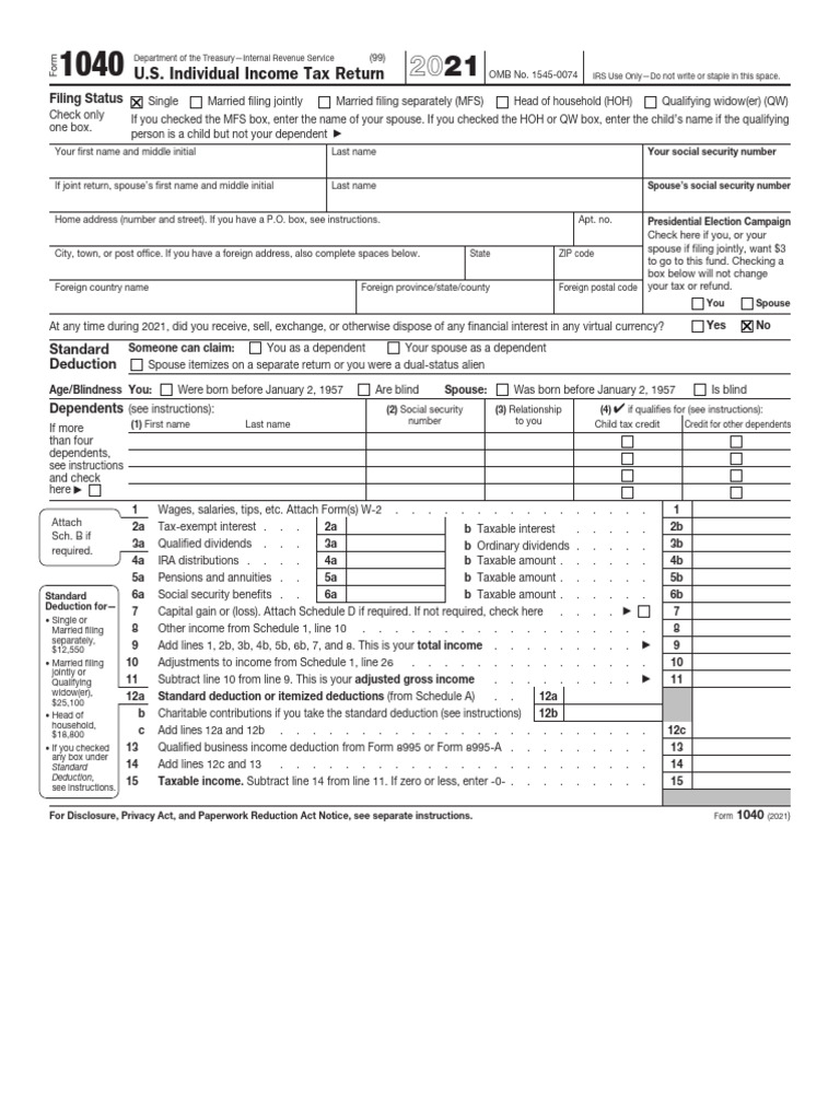 2021_TaxReturn | PDF | Irs Tax Forms | Tax Refund