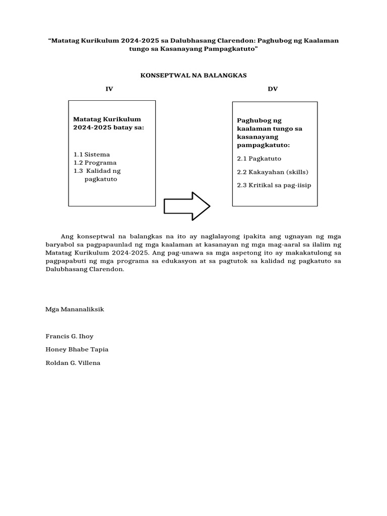 Conseptual Framework MATATAG | PDF