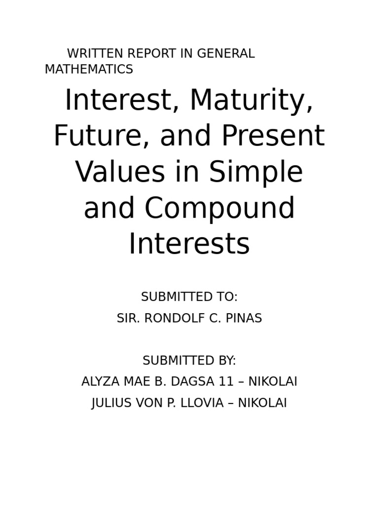 Written Report in General Mathematics | PDF | Interest | Present Value