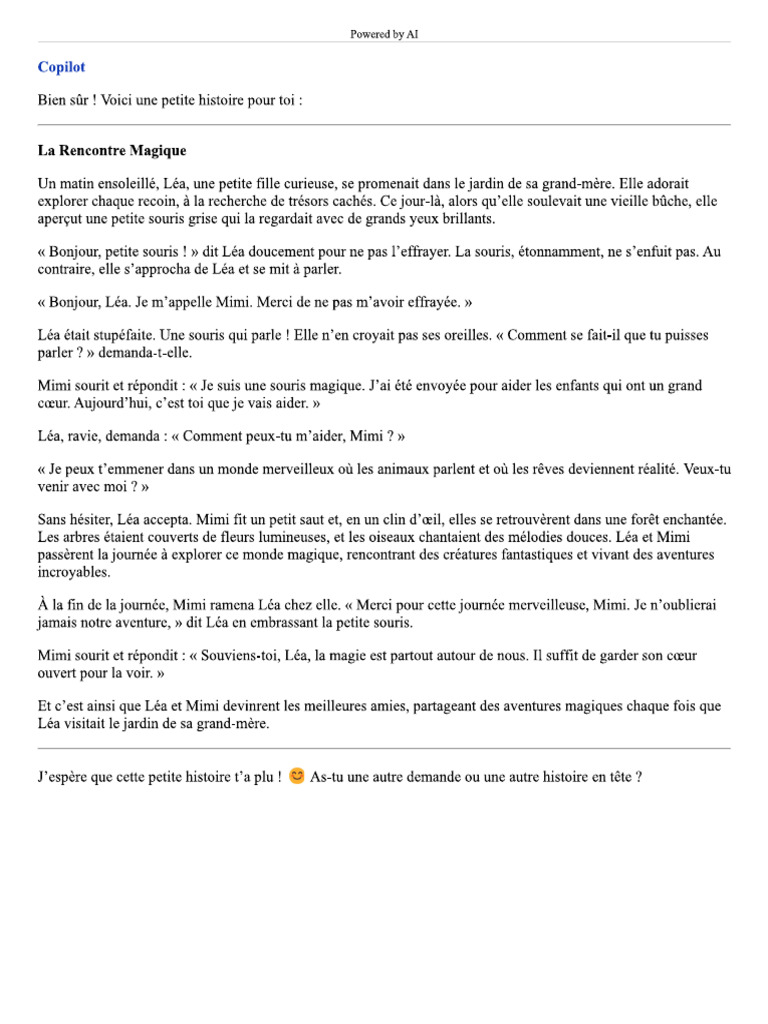 002 - Une Petite Histoire Intégrant Une Rencontre Avec Une Souris | PDF