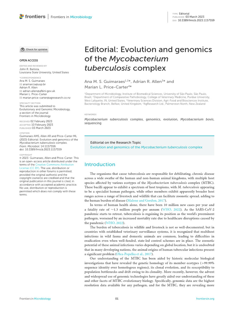 Editorial Evolution and genomics | PDF | Mycobacterium Tuberculosis ... Editorial Evolution and genomics | PDF | Mycobacterium Tuberculosis ...