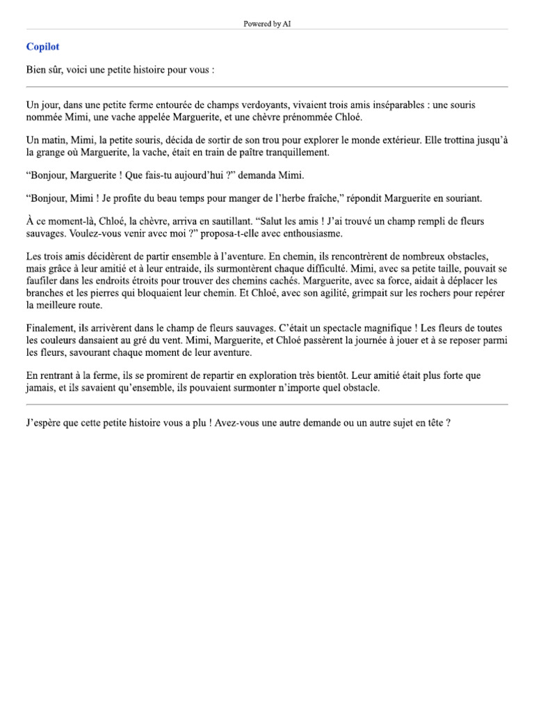 001 - Une Petite Histoire Intégrant Une Rencontre Avec Trois Animaux | PDF