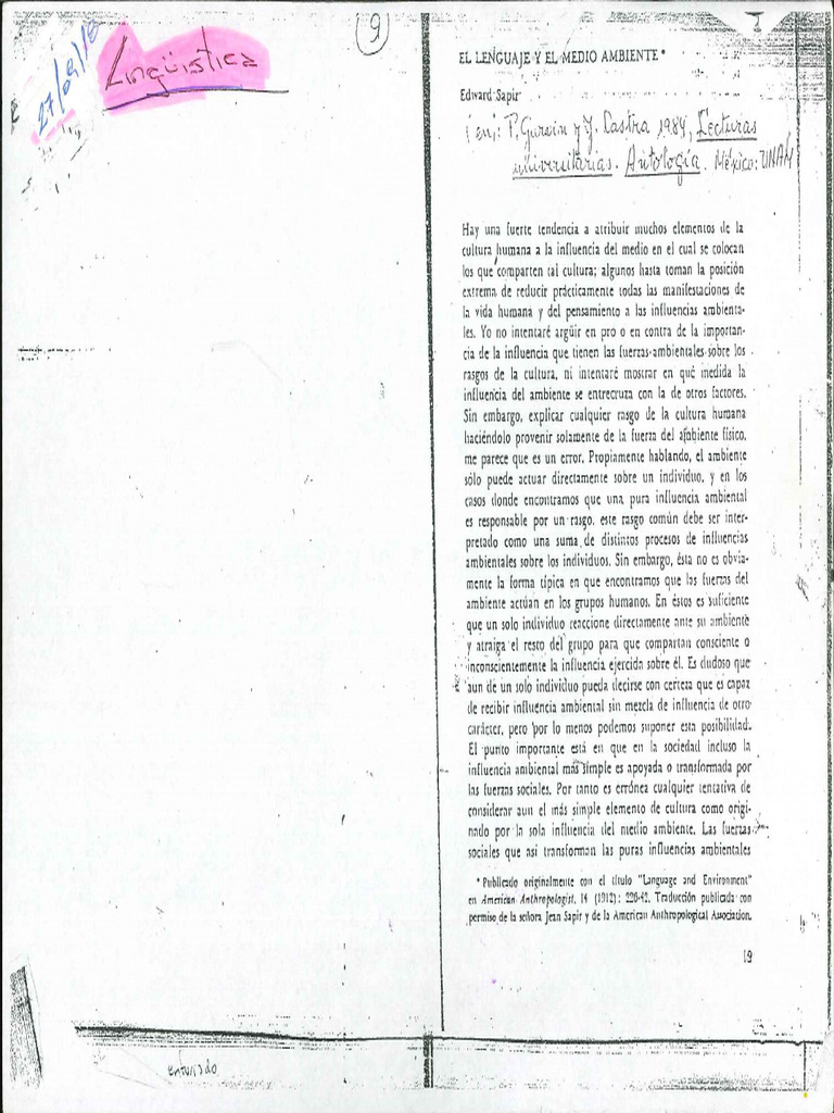 Sapir, E. Bibliografía | PDF