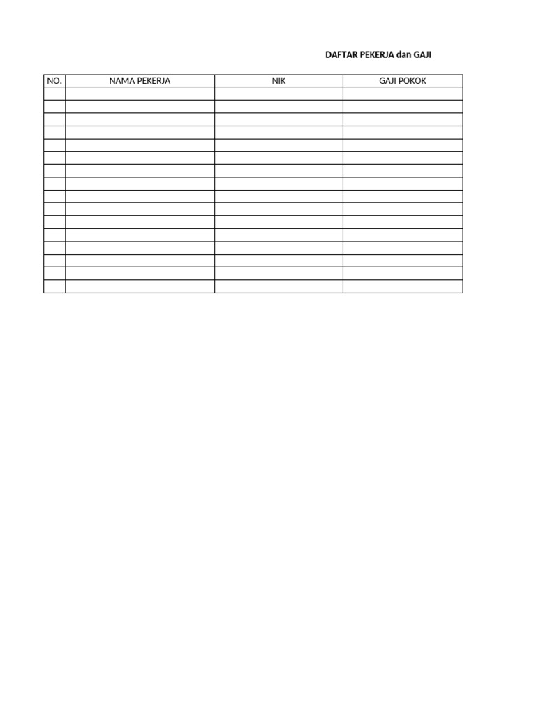 Format Pengisian Data Pekerja Dan Gaji | PDF