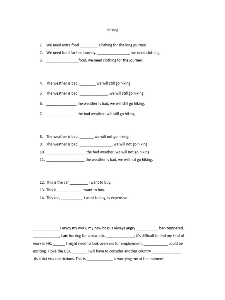 Linking Words and Sentence Structure | PDF