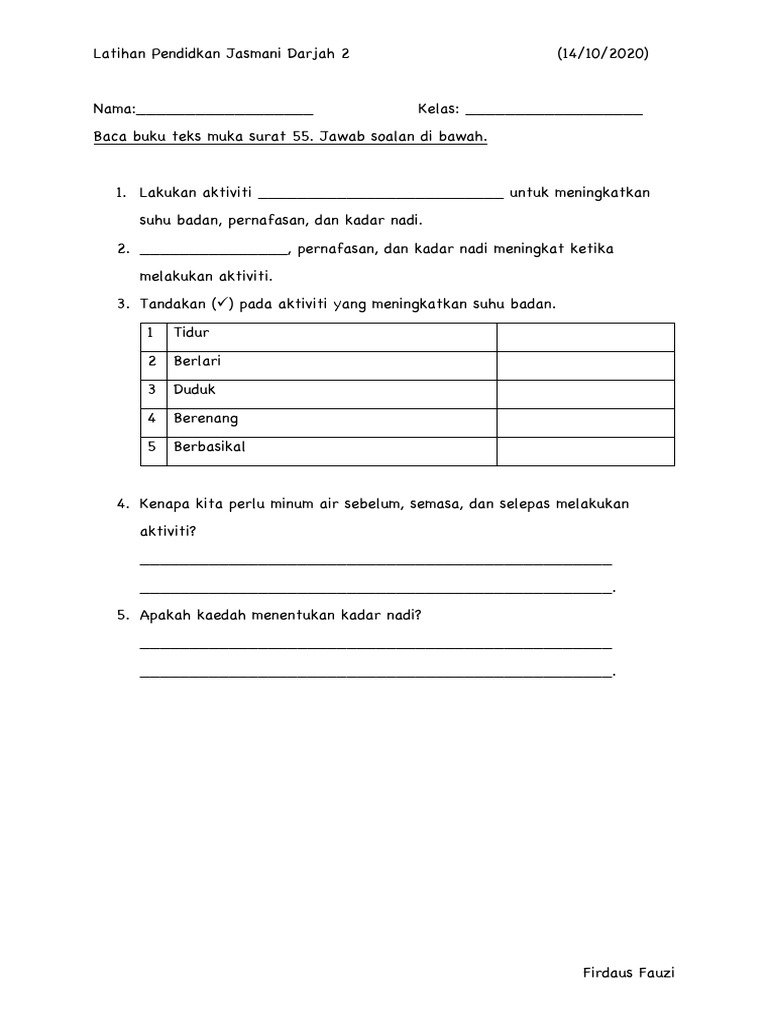 Latihan PJ Tahun 2 (Memanaskan Badan) | PDF