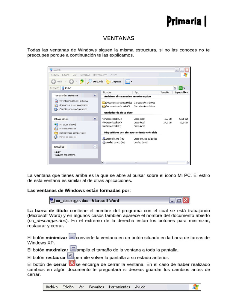 Partes De Las Ventanas En Windows Xp Pdf
