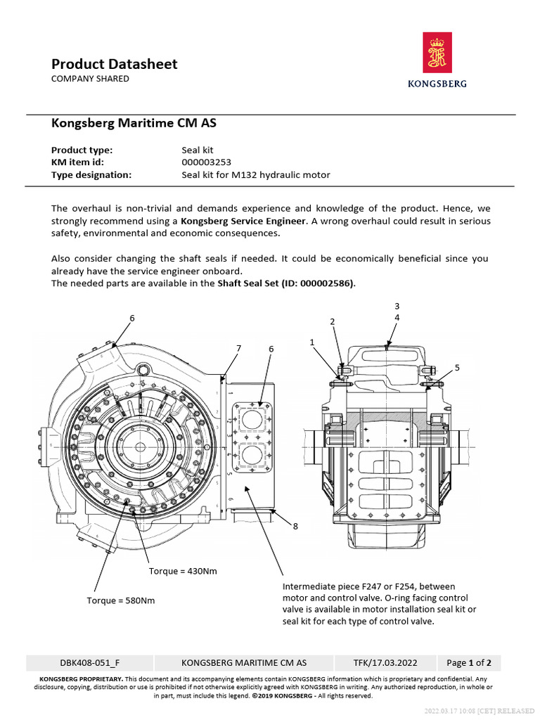Kongsberg M132 Seal Kit | PDF
