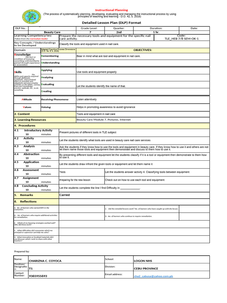 DLP FORMATNEW Edited | PDF | Learning | Knowledge