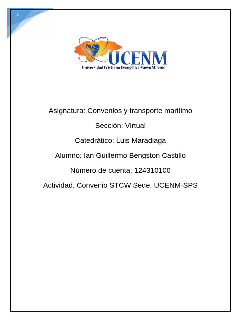 Portada del Convenio STCW UCENM | PDF | Navegación