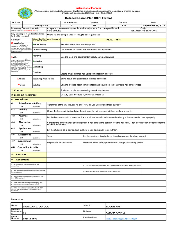 DLP FORMATNEW Edited - 2 | PDF | Learning | Knowledge