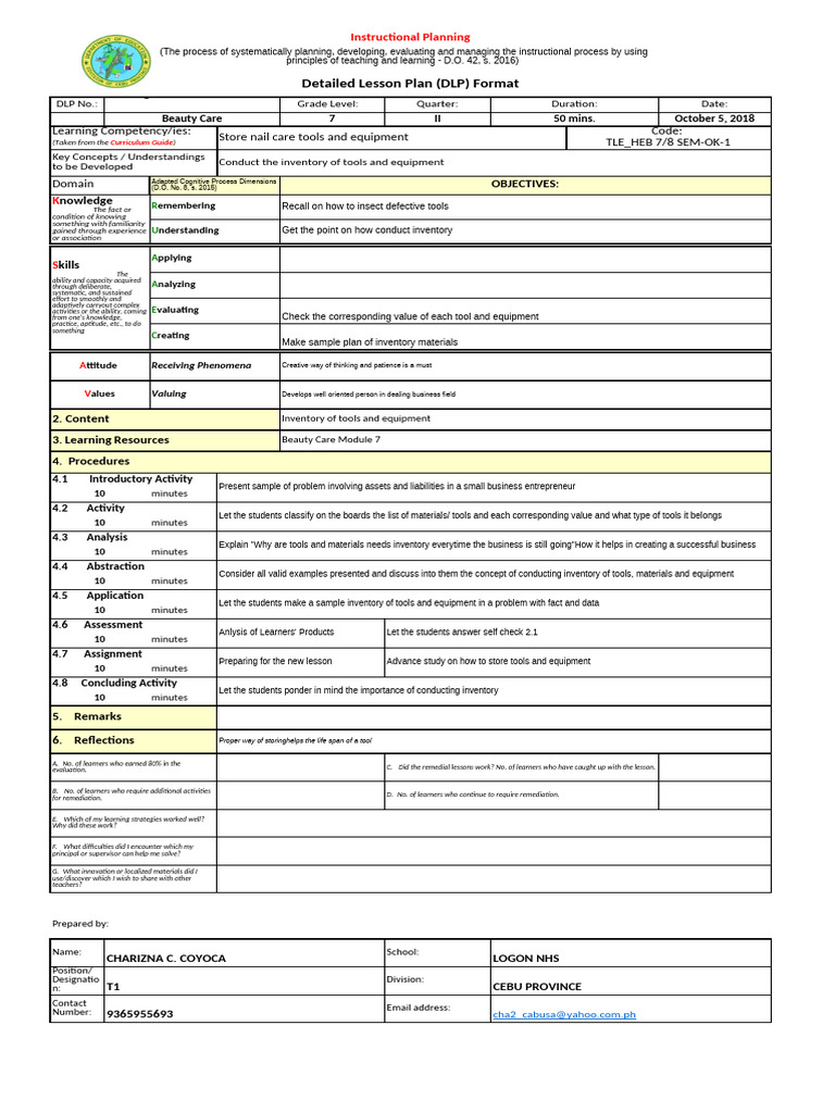 DLP FORMATNEW edited5 | PDF | Learning | Knowledge