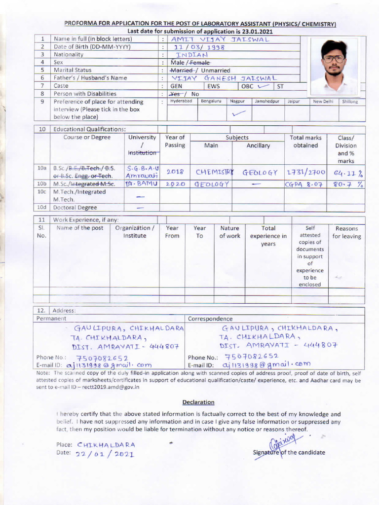 Form - Lab Assistant | PDF