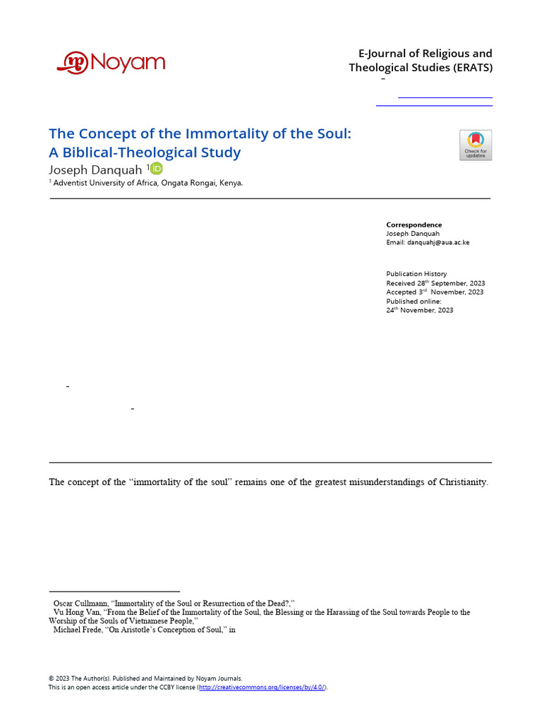 The Concept of The Immortality of The Soul A Bibli | PDF | Soul | Hell
