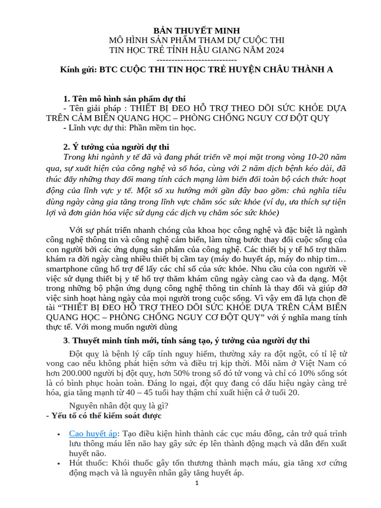 Bang Thuyet Minh TIN HOC TRE THI-2024 | PDF