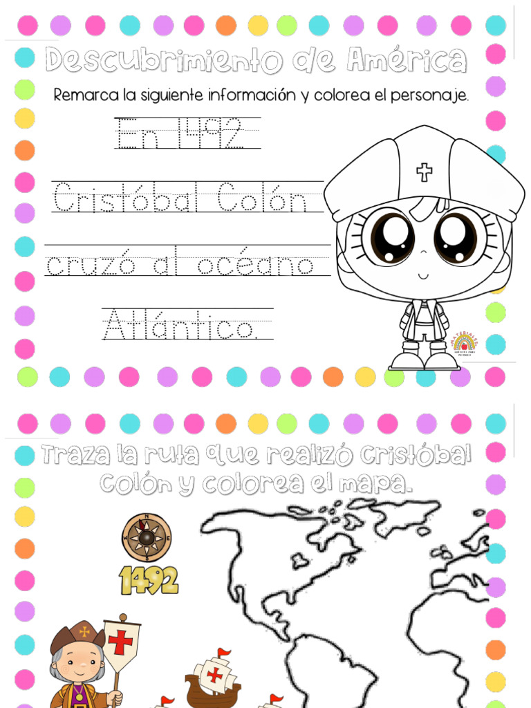 Actividades sobre Cristóbal Colón para niños | PDF