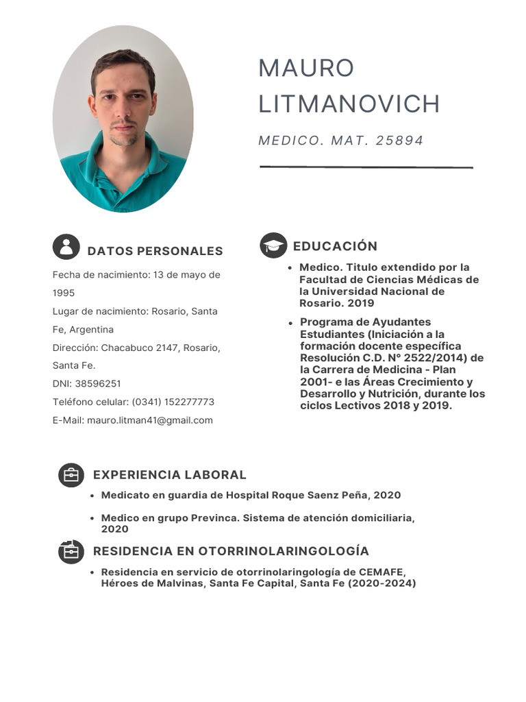 Curriculum Vitae Mauro Litmanovich | PDF | Medicina | Cuidado de la salud
