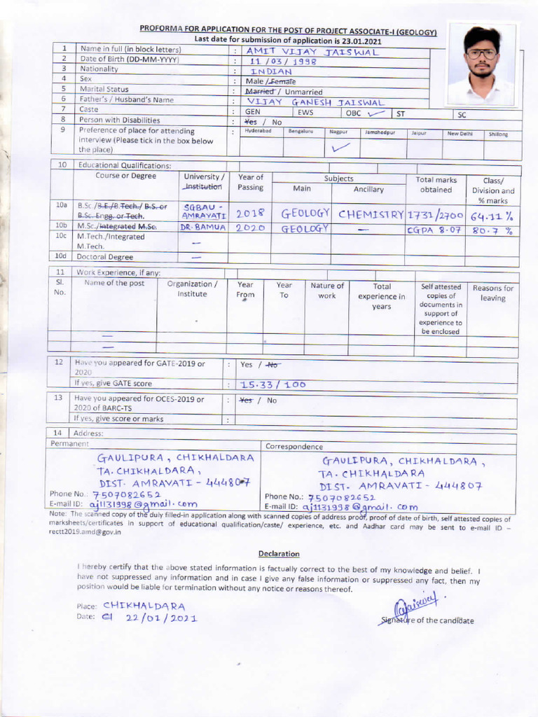 Form - Project Associate | PDF