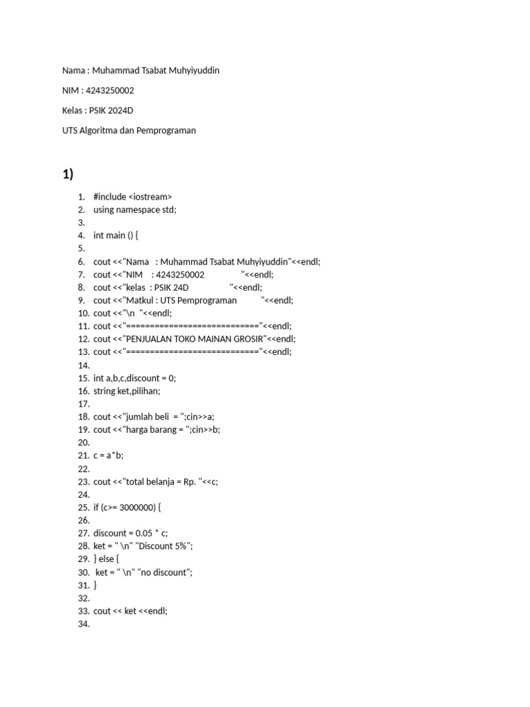 Uts - M.Tsabat Muhyiyuddin - 4243250002 | PDF