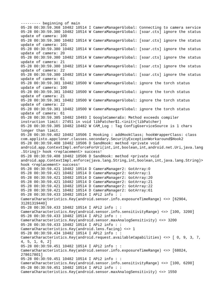 Camera Debug Log Analysis | PDF | Computing | Computer Graphics