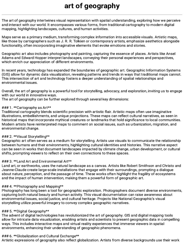 Art of Geography: Maps & Beyond | PDF | Geography | Cartography
