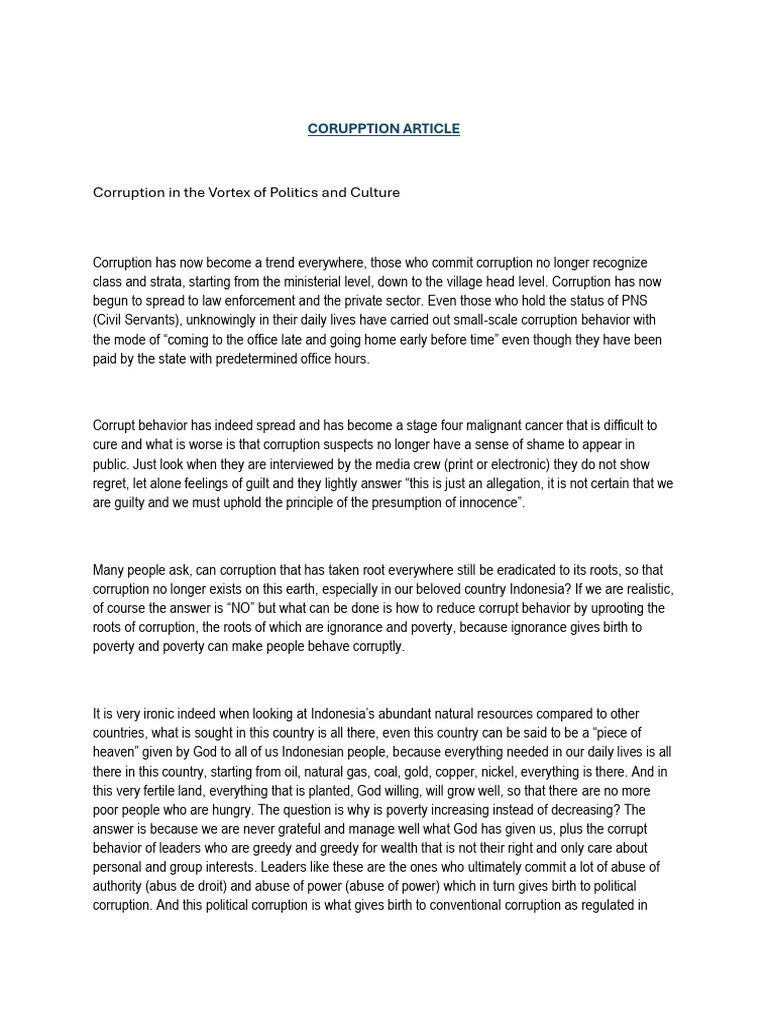 Understanding Corruption in Indonesia | PDF | Corruption | Crimes
