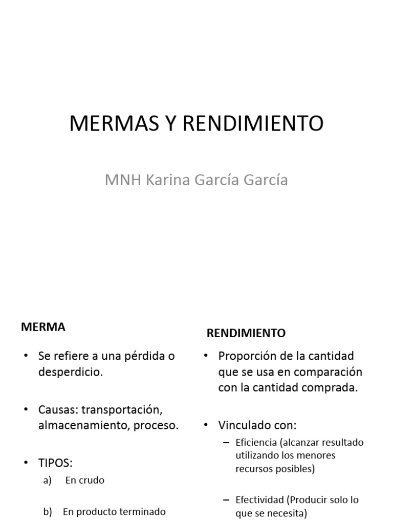Optimización de Merma y Rendimiento | PDF | Alimentos