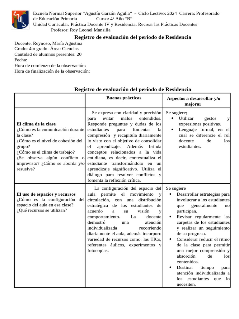 Escuela Normal Superior Agulla | PDF | Salón de clases | Enseñando