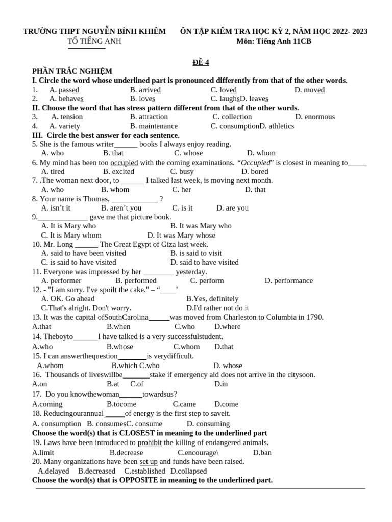 Tailieuxanh de On So 4 hk2 11cb 329 | PDF | Rainforest