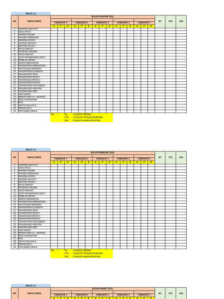 Absen Kelas 3a 2023 | PDF