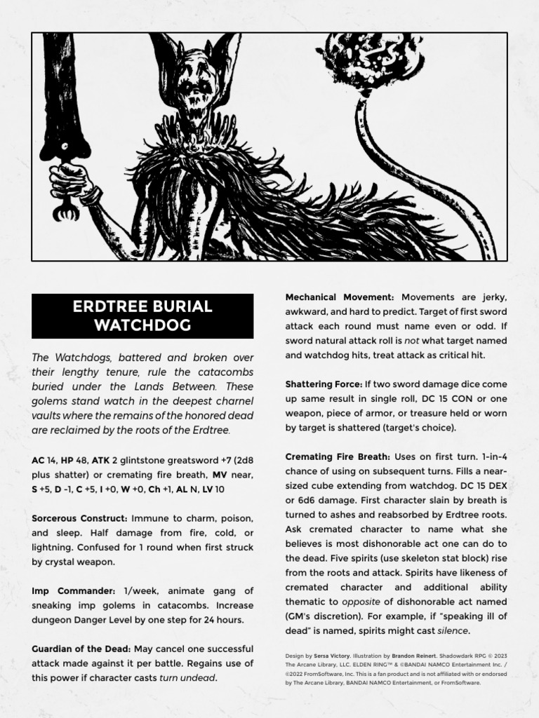 Erdtree Burial Watchdog Shadowdark | PDF | Role Playing Games | Role ...