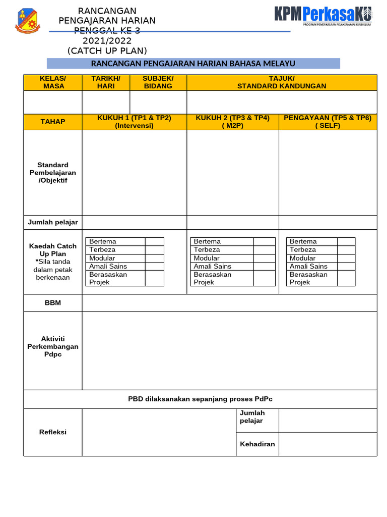 RPH Catch Up Plan BM | PDF