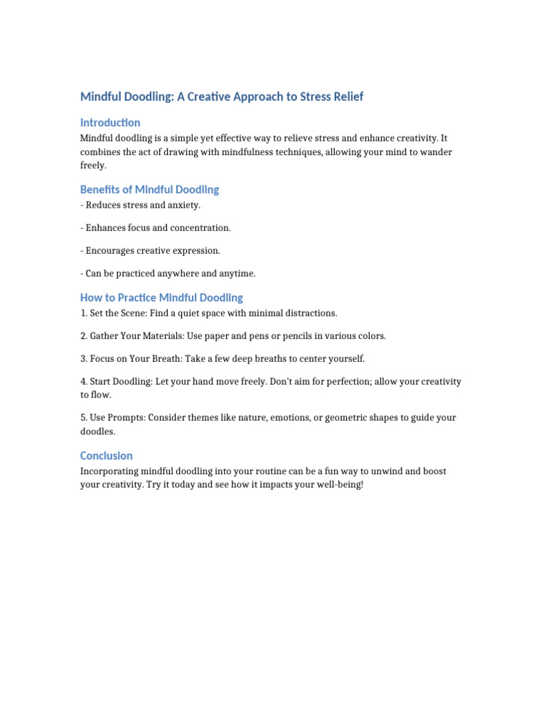 Mindful Doodling for Stress Relief | PDF