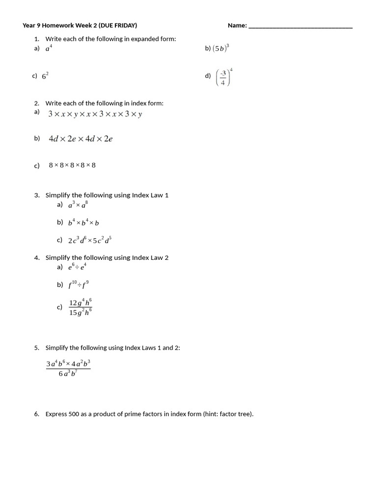Year 9 Homework Week 2 DUE FRIDAY | PDF | Computers