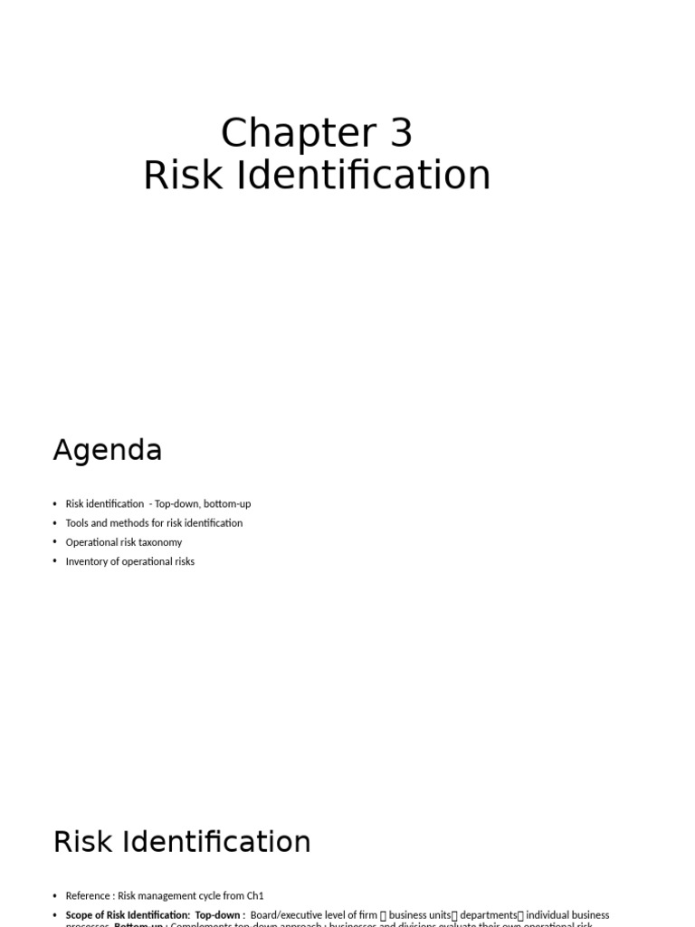 Ch3 - Risk Identification - For SESSION | PDF | Risk | Operational Risk