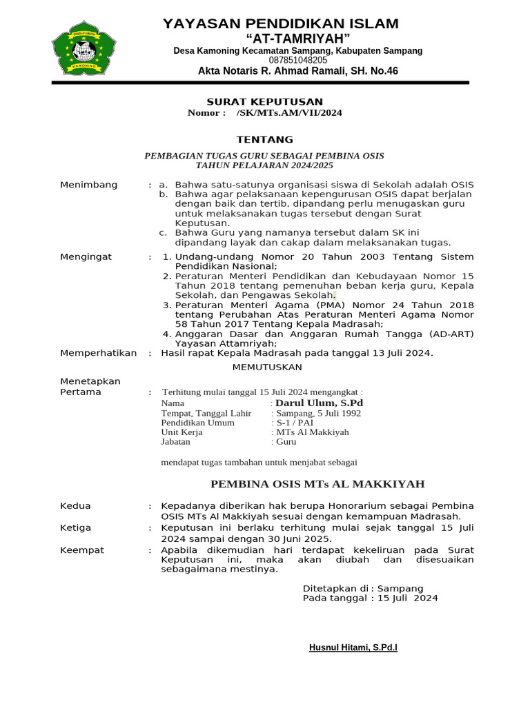 SK Pembina Osis 2024 | PDF