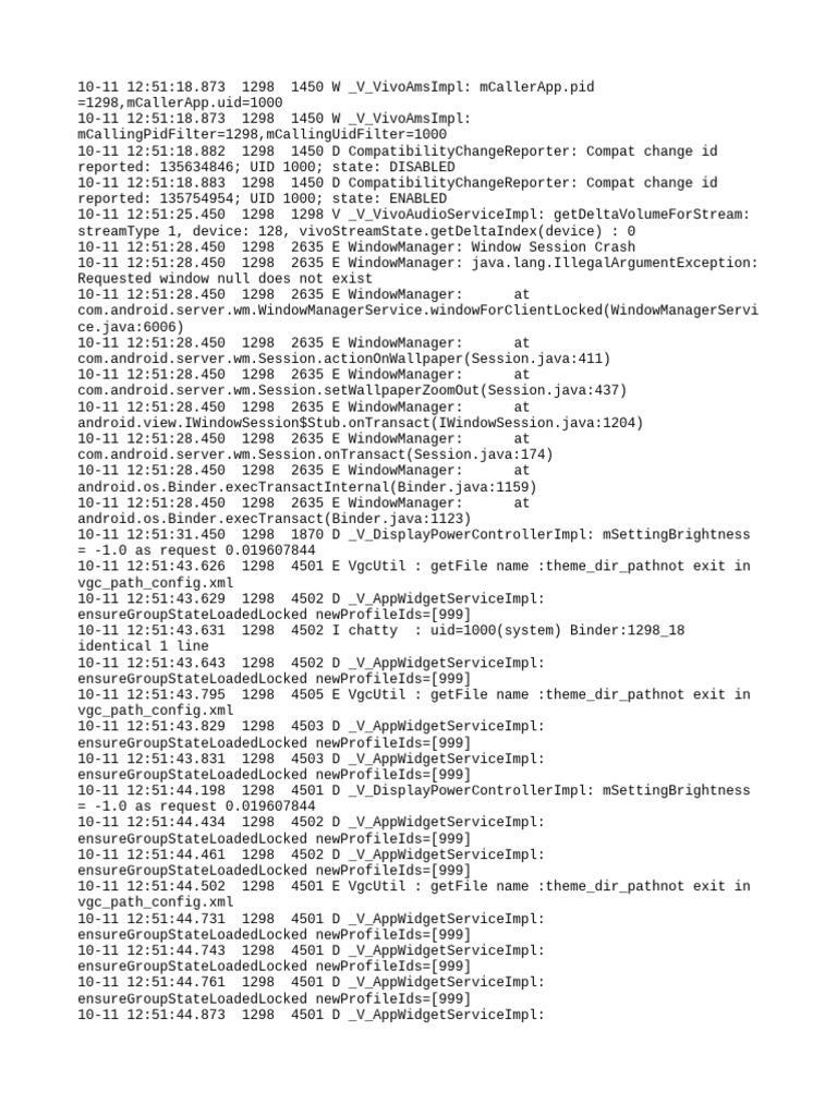 Vivo App Log Analysis and Errors | PDF | Computing Platforms | Operating System Technology