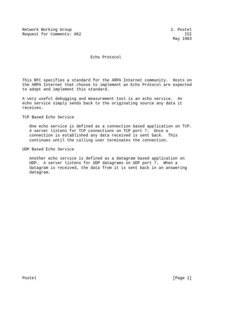 Rfc 862 Pdf Computers 