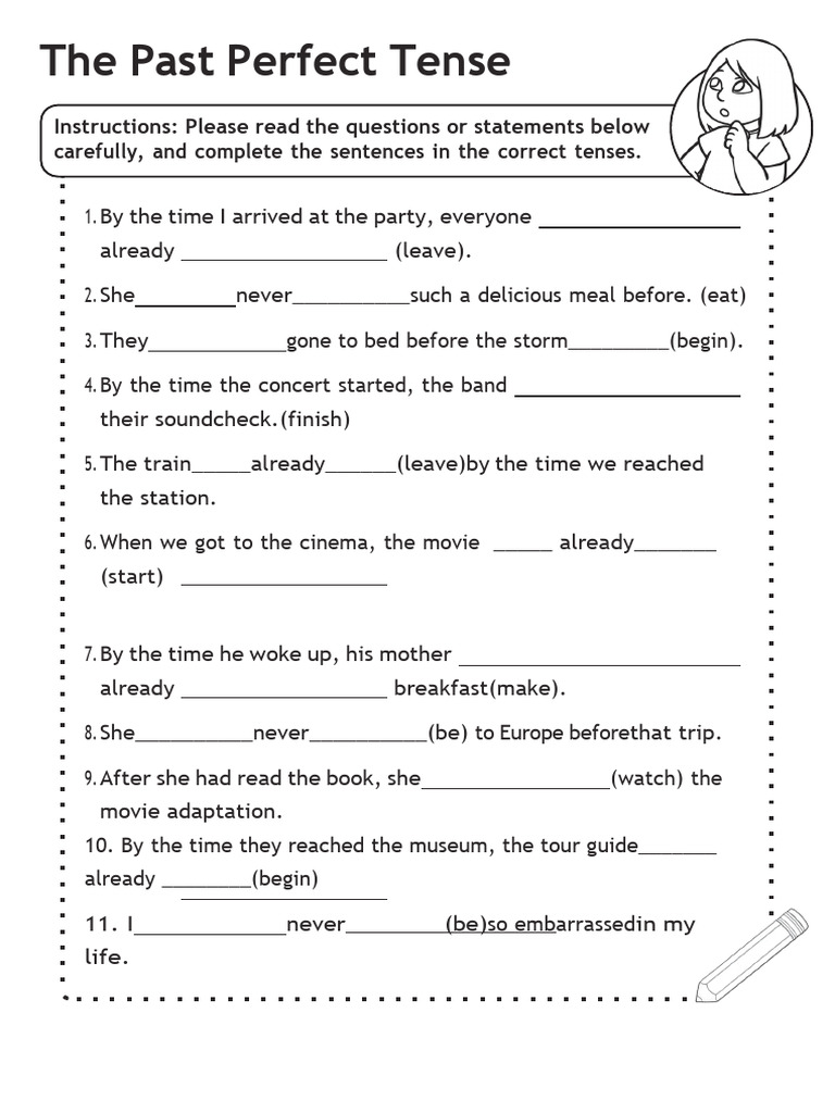 Worskheet #1 Past Perfect Tense | PDF