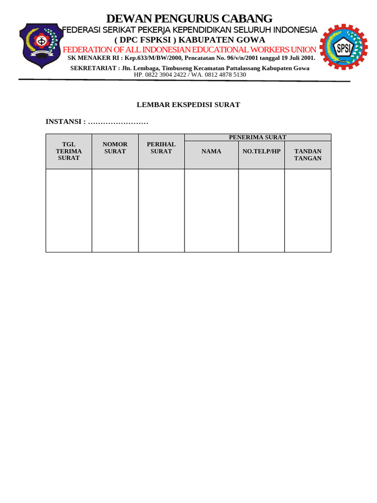 Lembar Ekspedisi Surat | PDF
