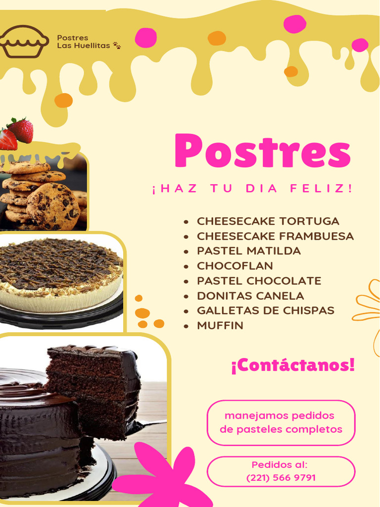 Flyer Para Restaurante de Postres Ilustrado Dinámico Saturado Moderno ...