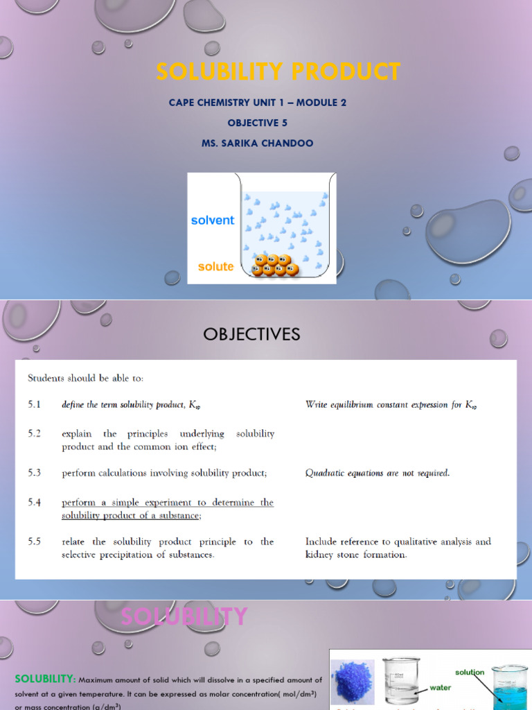 CHEMU1-Solubility Product | PDF | Solubility | Solvation