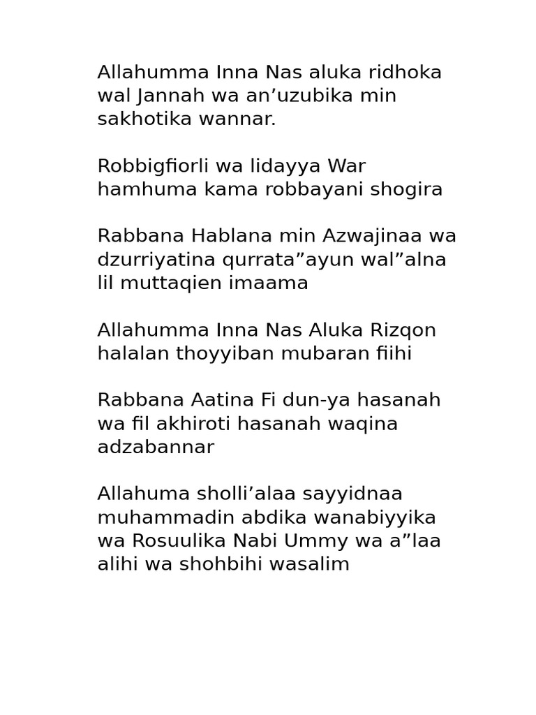Allahumma Inna Nas Aluka Ridhoka Wal Jannah Wa An | PDF | Foreign Language Studies