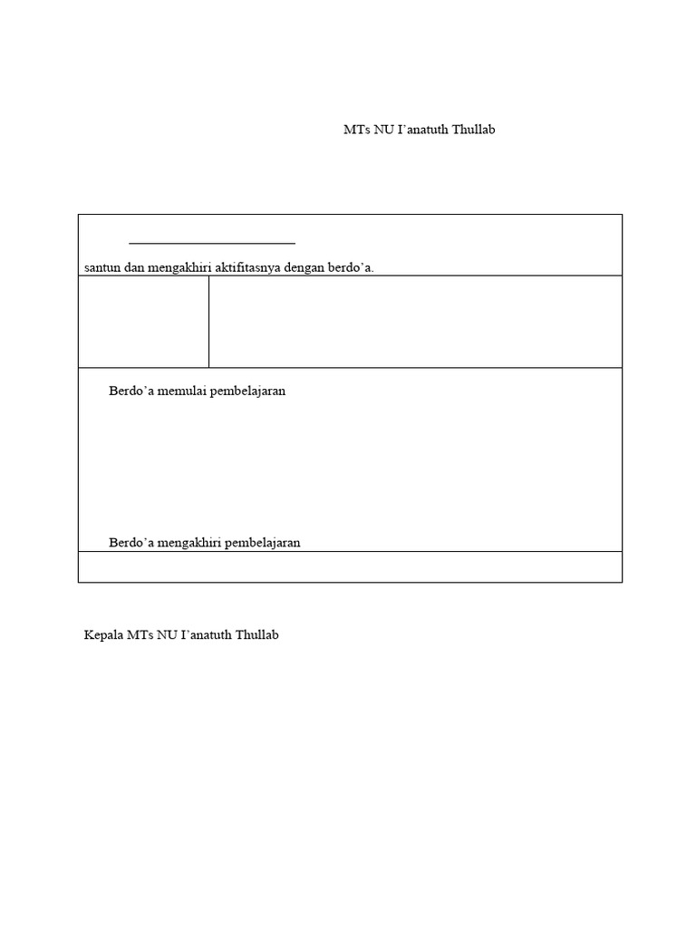 Contoh Rpp 1 Lembar | PDF